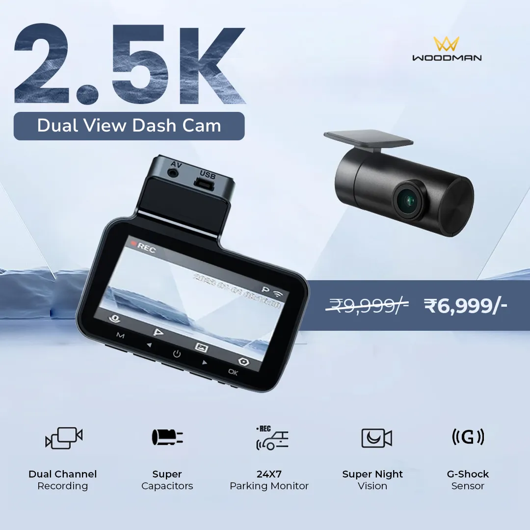 [New Launch] Woodman Car Cam 5MP - Front & Back 2.5K Car Dash Camera with Supercapacitor | Hard ...